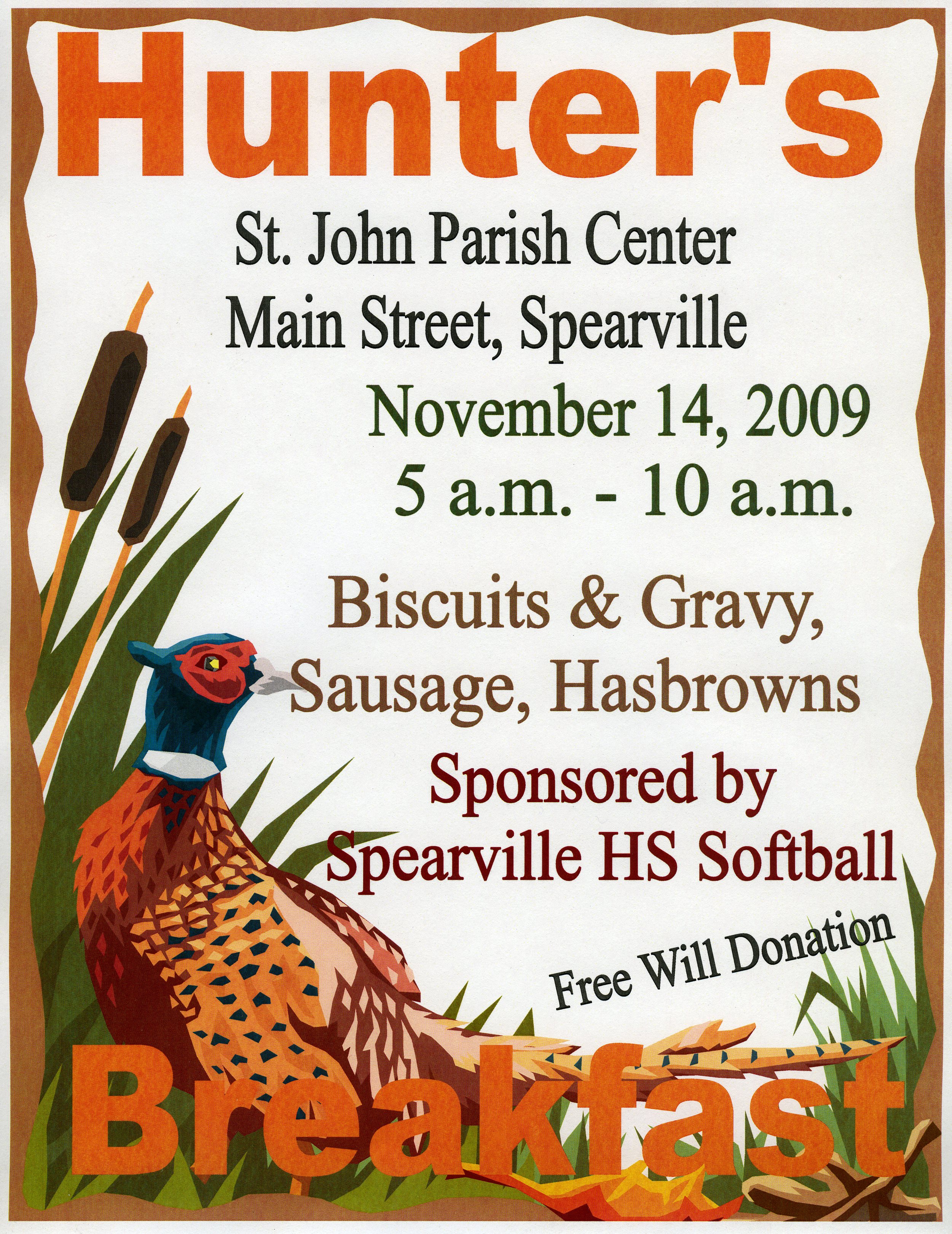 Spearville Schools, USD 381 - Softball Sponsors Hunters Breakfast